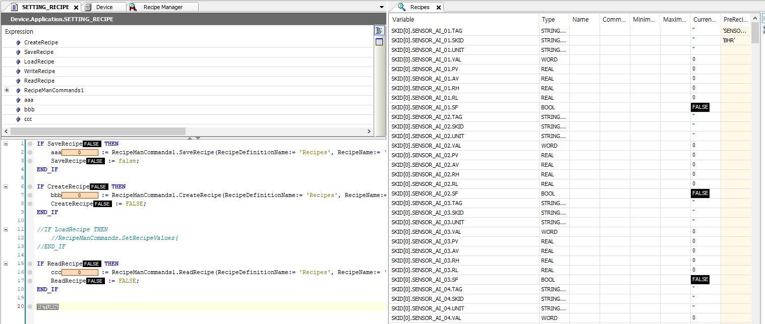CODESYS Forge - CODESYS Forge / Talk / Runtime 🇬🇧: Recipe Manager in PRG (3.05.13.XX)